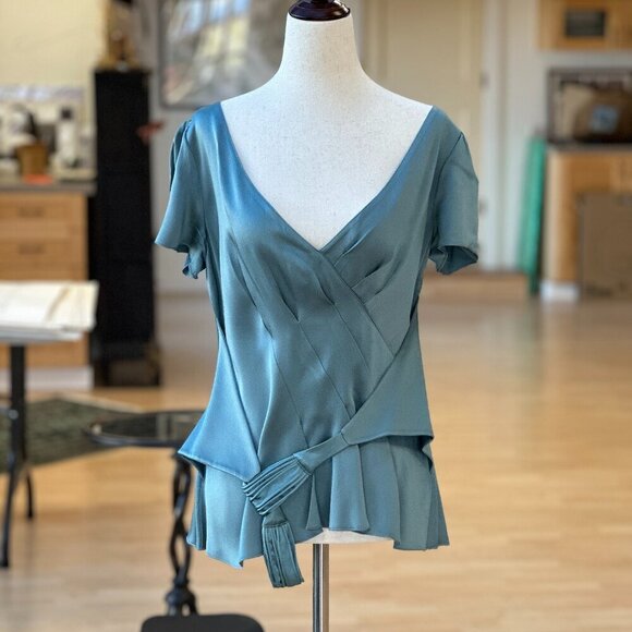 Emporio Armani | Tops | Emporio Armani Deep Green Peplum Top 2 | Poshmark